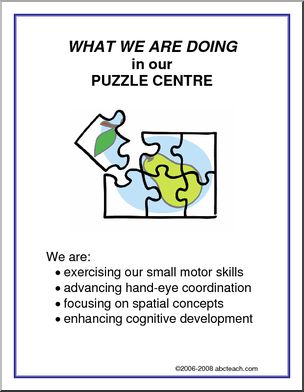 What We Are Doing Sign: Puzzle Centre – Abcteach