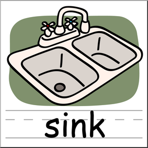 Clip Art: Basic Words: Sink Color Labeled – Abcteach
