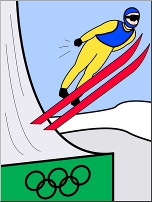 Clip Art: Winter Olympics: Ski Jumping Color – Abcteach