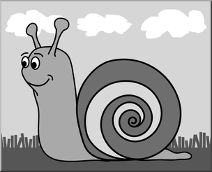 Clip Art: Cartoon Snail Grayscale – Abcteach