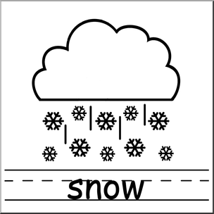 Clip Art: Weather Icons: Snow B&W Labeled – Abcteach