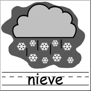 Clip Art: Weather Icons Spanish: Nieve Grayscale – Abcteach