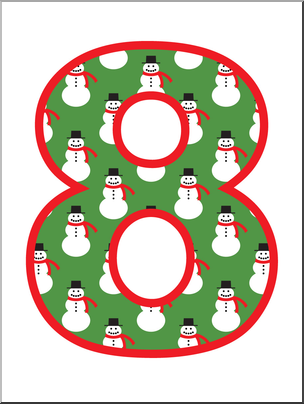 Clip Art: Number Set 7: Snowmen 08 Color – Abcteach