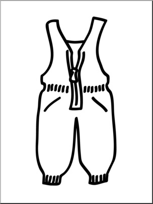 Clip Art: Basic Words: Snow Pants B&W Unlabeled – Abcteach