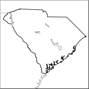 Clip Art: US State Maps: South Carolina B&W – Abcteach