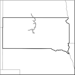 Clip Art: US State Maps: South Dakota B&W – Abcteach