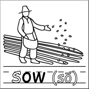 Clip Art: Basic Words: -ow Phonics: Sow 1 B&W – Abcteach