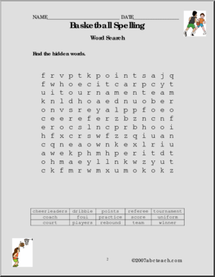 Basketball (elementary) Spelling – Abcteach