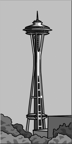 Clip Art: Space Needle Grayscale – Abcteach