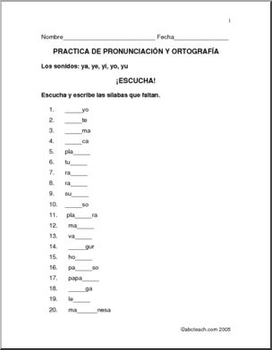 Spanish: Pronunciation & Spelling – y – Abcteach
