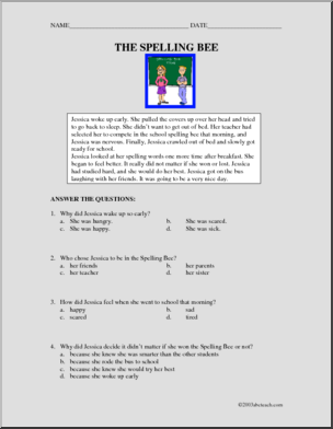 Fiction: The Spelling Bee (elementary) – Abcteach