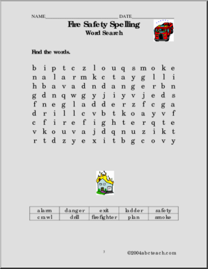 Fire Safety Theme (primary/elem) Spelling – Abcteach