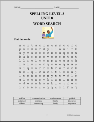 Spelling Level 3, unit 8 – Abcteach