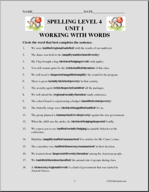 Spelling Level 4, unit 1 (high school-adult) – Abcteach