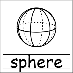 Clip Art: 3D Solids: Sphere B&W 2 Labeled – Abcteach