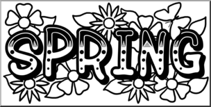 Clip Art: Spring Banner B&W – Abcteach
