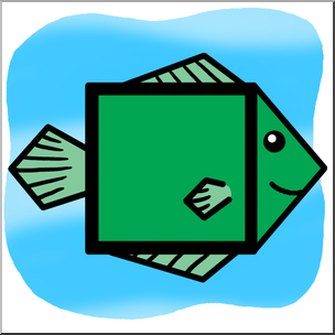 Clip Art: Basic Shapes: FIsh: Squarefish Color – Abcteach