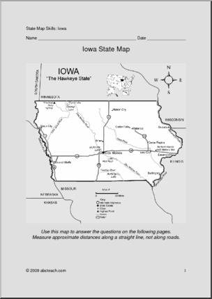 Map Skills: Iowa (with map) – Abcteach
