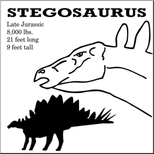 Clip Art: Dinosaurs: Stegosaurus B&W – Abcteach