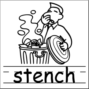 Clip Art: Basic Words: Stench B&W Labeled – Abcteach