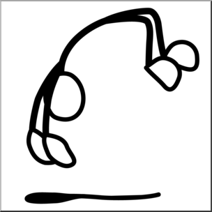 Clip Art: Stick Guy Gymnastics Back Flip B&W – Abcteach