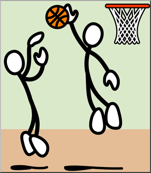 Clip Art: Stick Guy Basketball Block Color – Abcteach