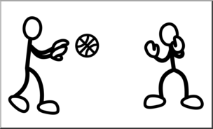 Clip Art: Stick Guy Basketball Pass B&W – Abcteach