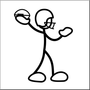 Clip Art: Stick Guy Football Pass B&W – Abcteach