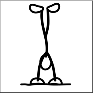 Clip Art: Stick Guy Gymnastics Handstand B&W – Abcteach
