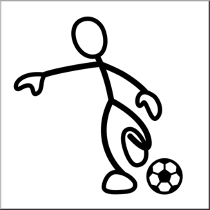Clip Art: Stick Guy Football/Soccer Kick B&W – Abcteach