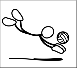 Clip Art: Stick Guy Volleyball Dig B&W – Abcteach