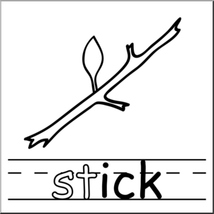 Clip Art: Basic Words: -ick Phonics: Stick B&W – Abcteach