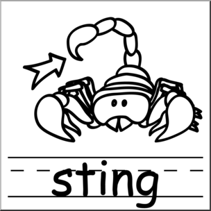 Clip Art: Basic Words: Sting B&W Labeled – Abcteach
