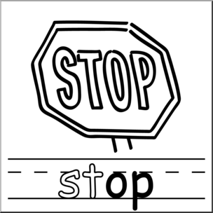 Clip Art: Basic Words: -op Phonics: Stop B&W – Abcteach