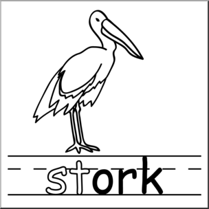 Clip Art: Basic Words: -ork Phonics: Stork B&W – Abcteach