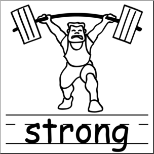 Clip Art: Basic Words: Strong B&W Labeled – Abcteach