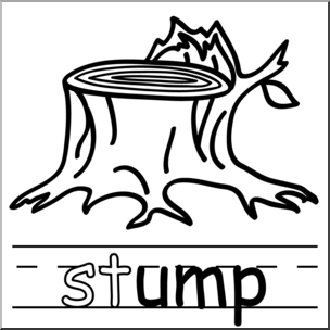 Clip Art: Basic Words: -ump Phonics: Stump B&W – Abcteach