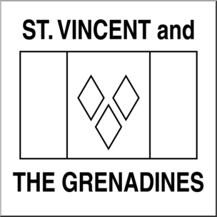 Clip Art: Flags: Saint Vincent & the Grenadines B&W – Abcteach