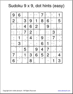 Sudoku 9×9, dot hints, easy – Abcteach