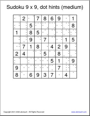 Sudoku 9×9, dot hints, medium – Abcteach