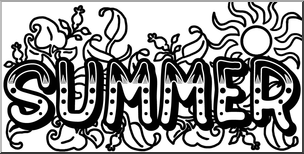 Clip Art: Summer Banner B&W – Abcteach