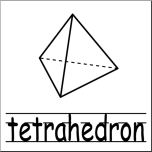 Clip Art: 3D Solids: Tetrahedron B&W 2 Labeled – Abcteach