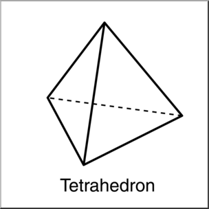 Clip Art: 3D Solids: Tetrahedron B&W Labeled – Abcteach