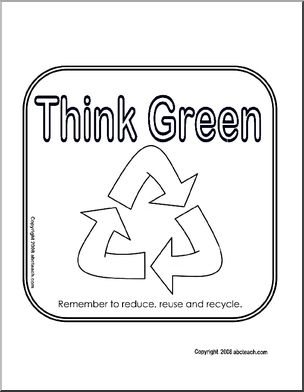 Sign: Think Green – Stop Pollution! – Abcteach