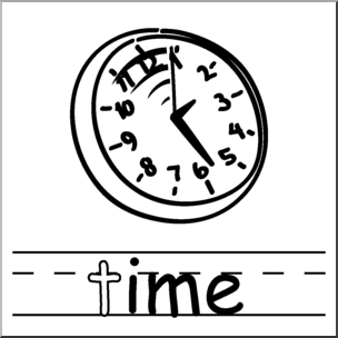 Clip Art: Basic Words: -ime Phonics: Time B&W – Abcteach