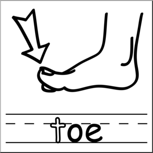 Clip Art: Basic Words: -oe Phonics: Toe B&W – Abcteach