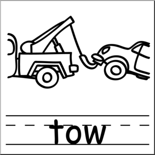 Clip Art: Basic Words: Tow B&W Labeled – Abcteach