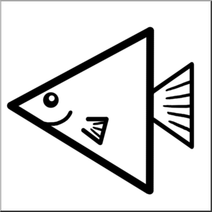 Clip Art: Basic Shapes: FIsh: Trianglefish B&W – Abcteach
