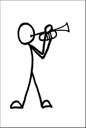 Clip Art: Stick Guy Trumpet Player B&W – Abcteach