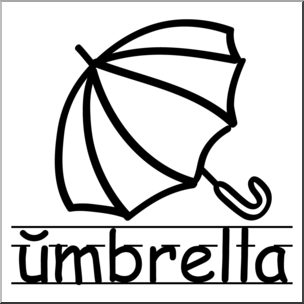 Clip Art: Basic Words: Umbrella Color Labeled – Abcteach